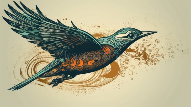 A Stylized Version of a Bird in Flight Created with Generative AI Stock ...