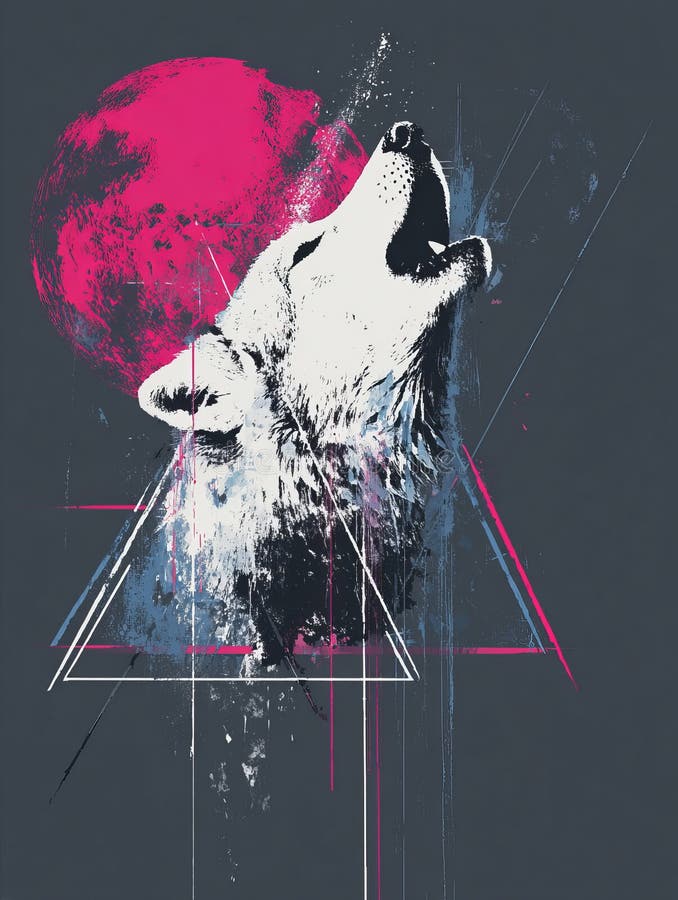 Abstract Wolf Line Art stock illustration. Illustration of monochrome ...