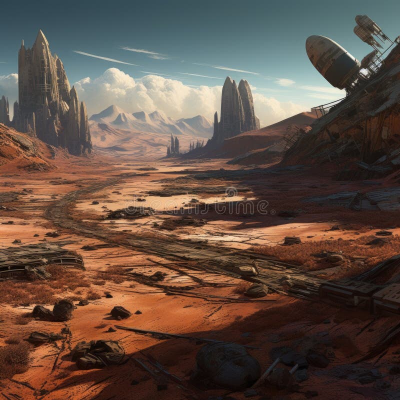 Artwork of a Desolate, Post-apocalyptic Sci-fi Landscape Stock ...