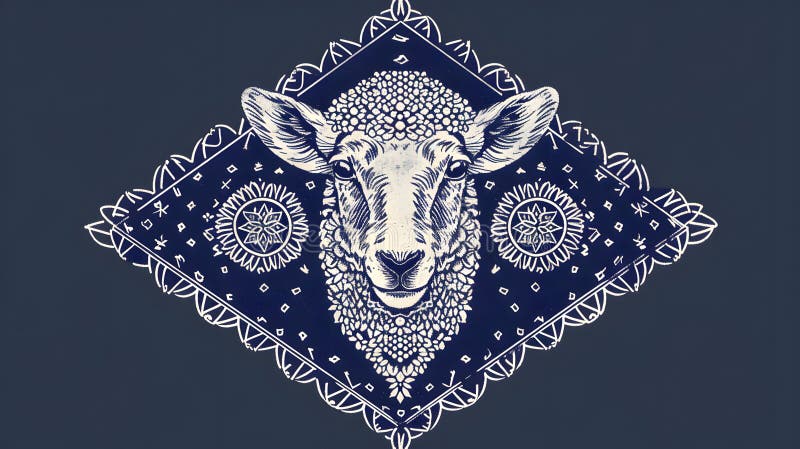 Artwork with Detailed Sheep Design and Decorative Patterns Stock Photo ...