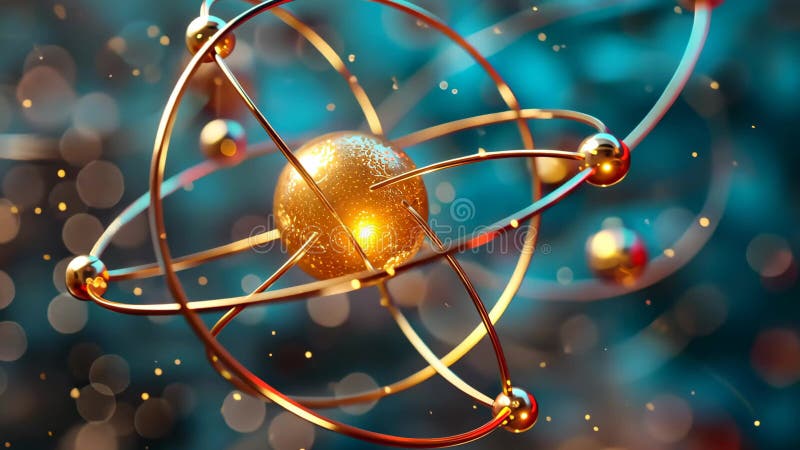 This Artwork Displays an Atom Featuring a Glowing Golden Nucleus ...