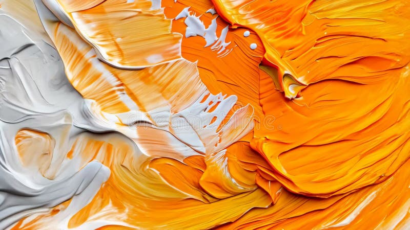 The Artwork Displays Bold Orange and Muted White Paint Applied in ...