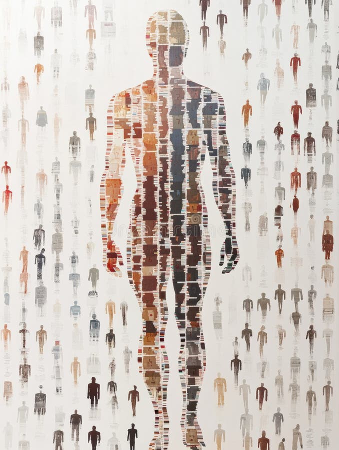 The Artwork Displays Genetic Code Symbols Arranged in Rows, Layered ...