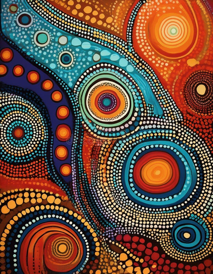 Vibrant Abstract Composition Reflecting Contemporary Aboriginal Dot Art ...