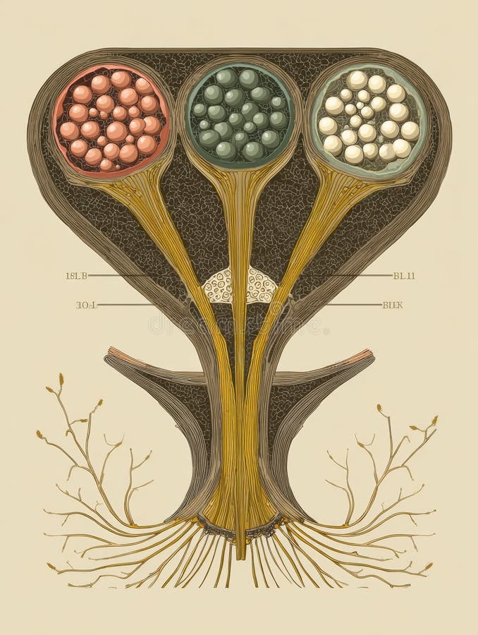 Detailed Anatomical Illustration of a Human Neural Structure with Color ...
