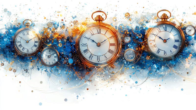 Artwork Explores Concept Time Loops Intertwined Clocks and Vibrant ...