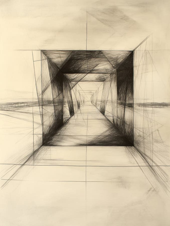 This Artwork Features an Abstract Drawing of a Bridge, Emphasizing ...