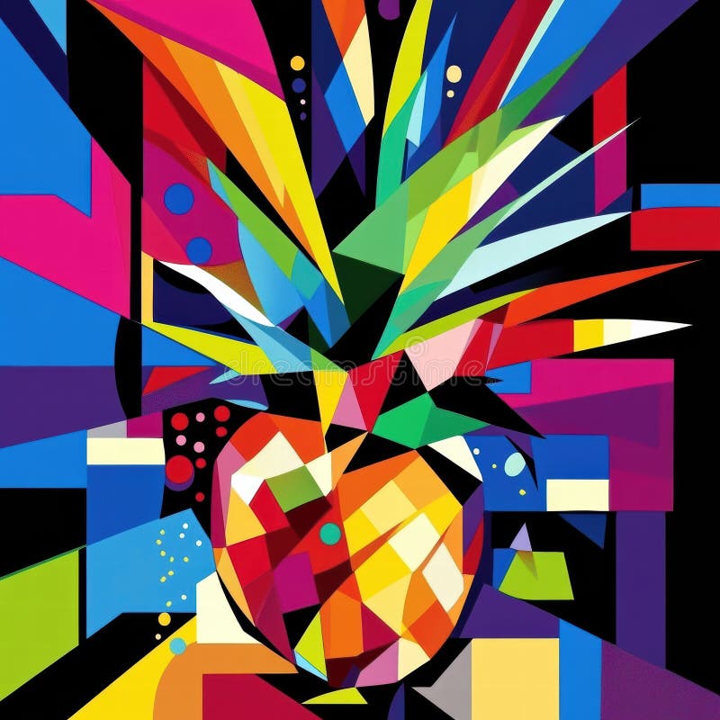 Colorful Abstract Geometric Pineapple Design Featuring Vibrant Colors ...