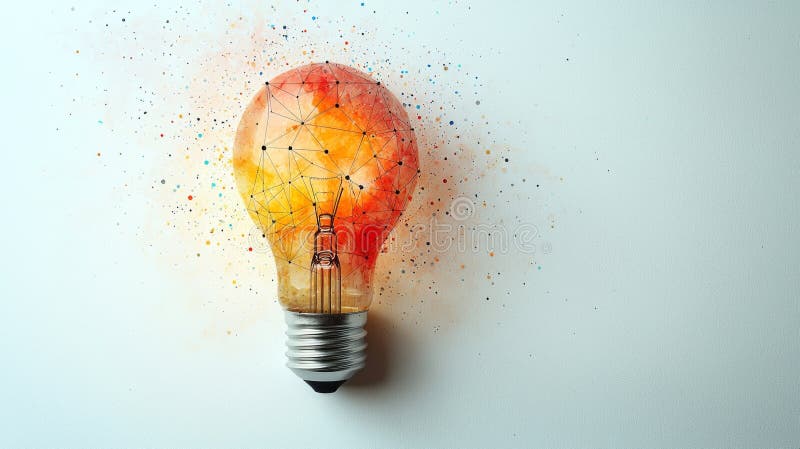 Artwork Features Abstract Light Bulb Created Geometric Shapes and Bold ...