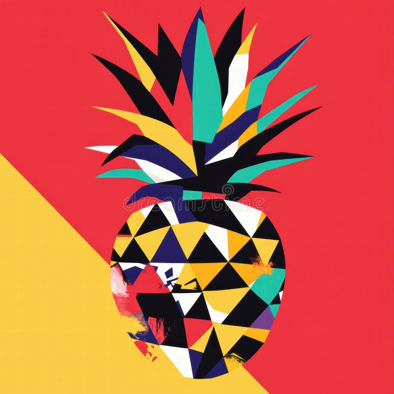 Colorful Abstract Geometric Pineapple Design with Vivid Colors and ...