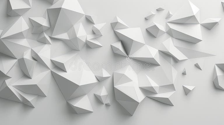The Artwork Features an Arrangement of White Geometric Shapes Creating ...
