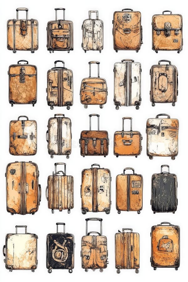 This Artwork Features an Array of Vintage-inspired Suitcases ...