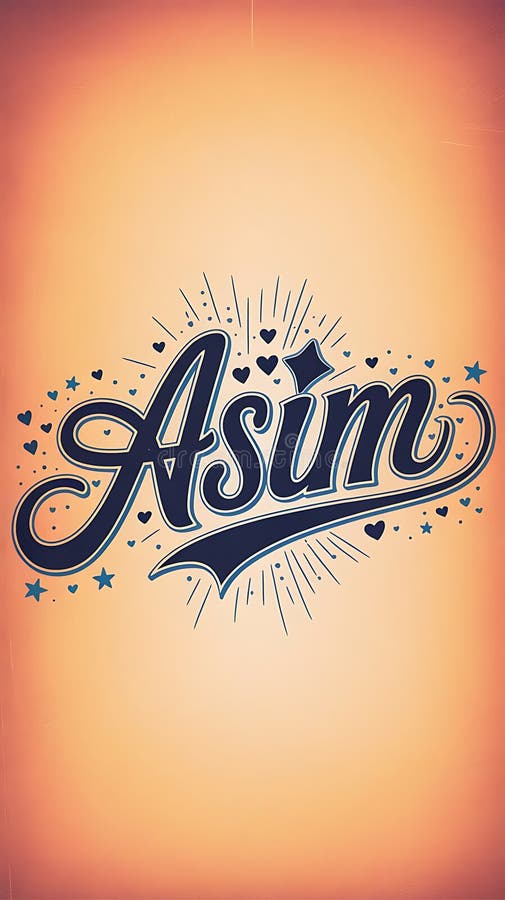 Vintage Style of Name Asim with Decorative Elements on Warm Background ...