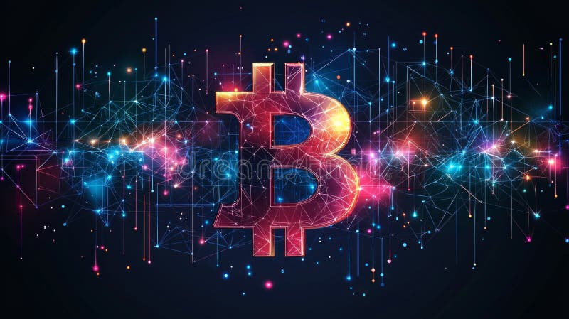 Artwork Features Bitcoin Symbol Crafted Geometric Shapes and Patterns ...