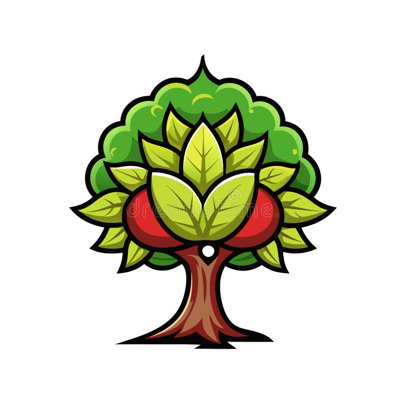 Buckeye Tree Art with Bold Outline on White Stock Illustration ...