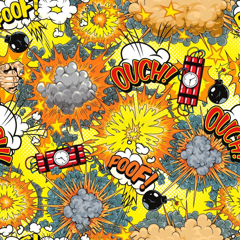 Explosive Comic Style Pattern with Bright Colors Stock Vector ...