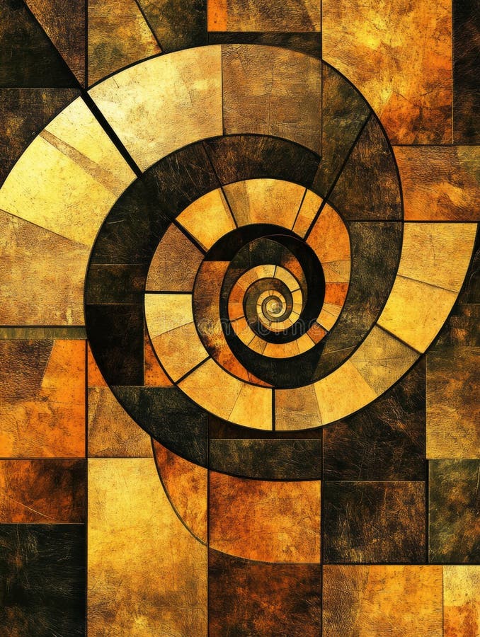 This Artwork Features a Captivating Golden Spiral Intertwined with ...