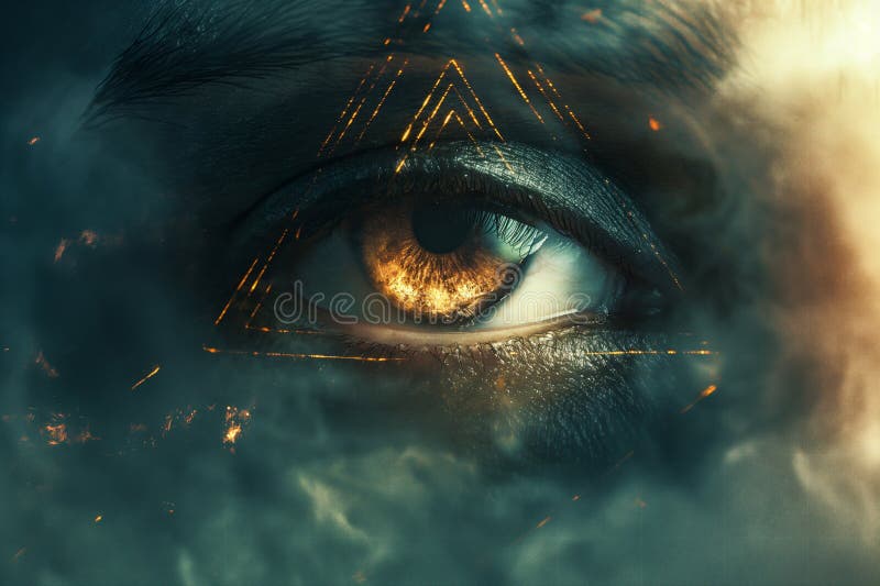 Abstract Representation of Eye with Mystical Illuminati Symbol in Foggy ...