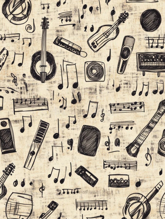 This Artwork Features a Cohesive Pattern Filled with Musical ...