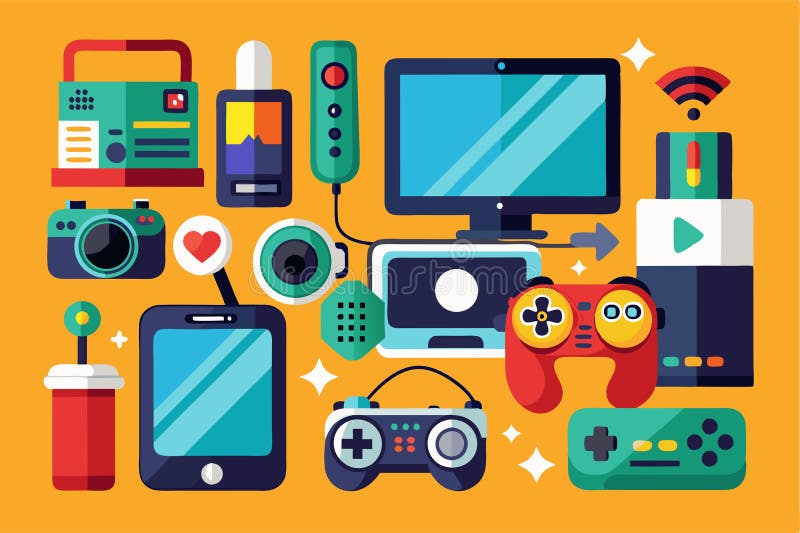 The Artwork Features a Collection of Devices Displaying Common ...