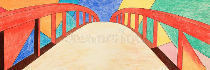 This Artwork Features a Colorful Bridge Arching Over an Imaginative ...