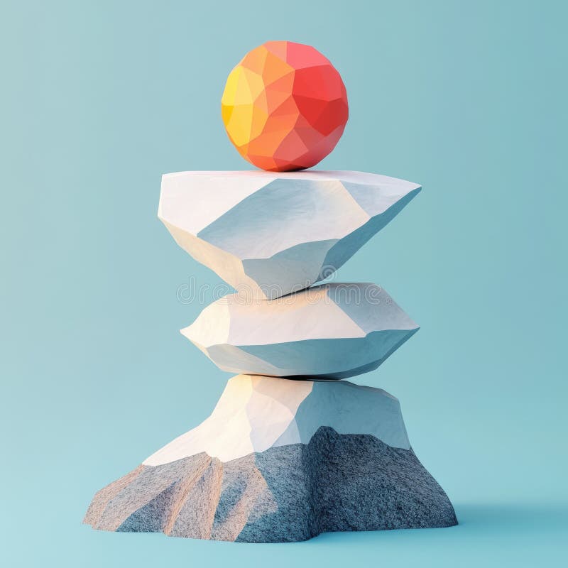 Abstract Geometric Balance Art in Low Poly Style Stock Illustration ...