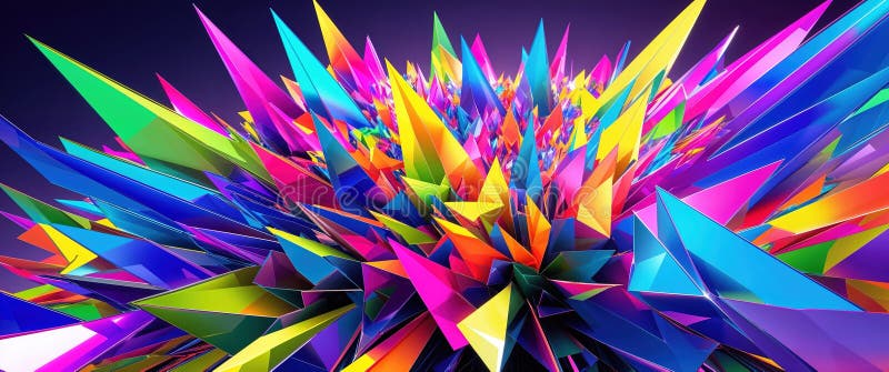 This Artwork Features a Complex Arrangement of Colorful Spikes ...