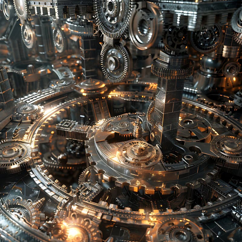 Intricate Metallic Maze with Engine-Like AI Aesthetics Stock ...