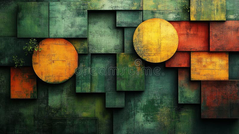 Poster with Different Intersecting Geometric Shapes Stock Illustration ...