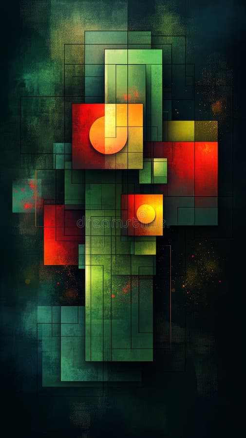 Poster with Different Intersecting Geometric Shapes Stock Illustration ...