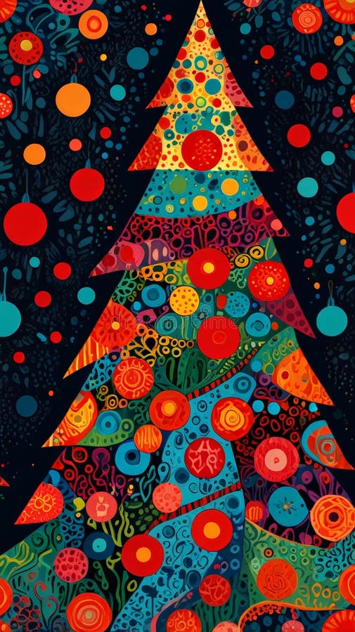 Abstract Modern Christmas Tree with Vibrant Colors and Geometric ...
