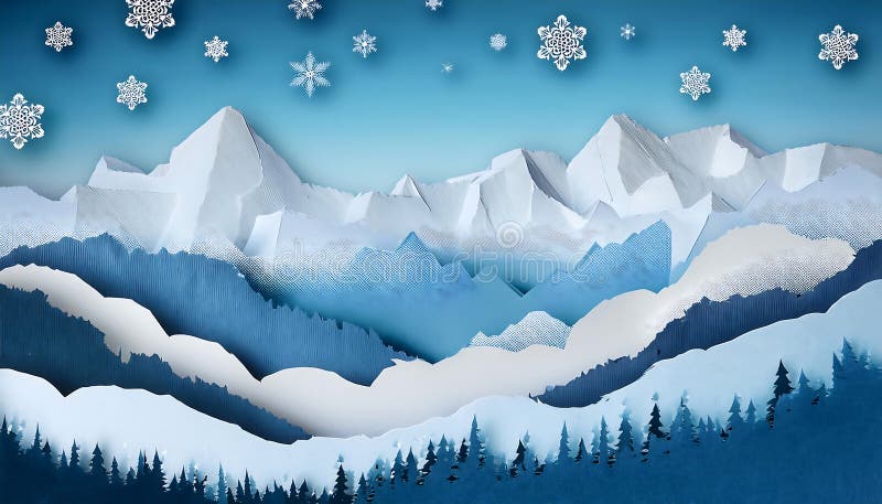 Layered Paper Art Mountain Landscape Generated Using Ai Stock Photos ...