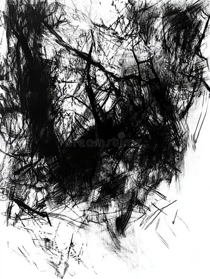 This Artwork Features a Detailed Black Ink Representation of a Dense ...