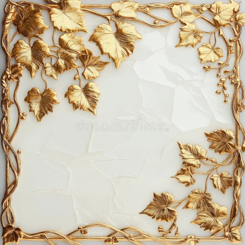 Elegant Golden Grapevine Design with White Background Showcasing ...