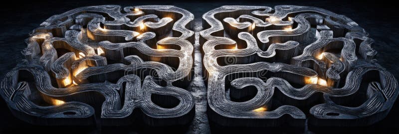 This Artwork Features a Detailed Labyrinth Shaped Like a Human Brain ...