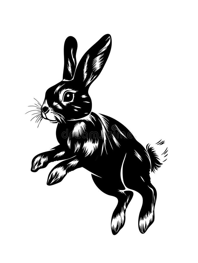 Elegant Jumping Rabbit Vector Art for Design and Decoration Stock ...