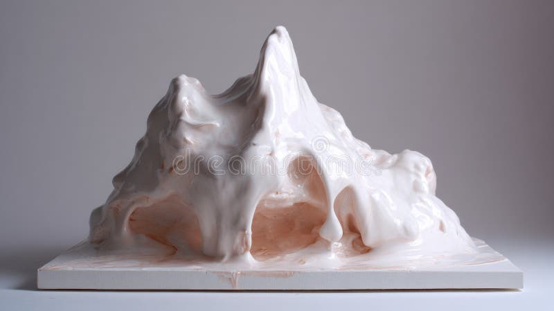 Unpleasant Melting Clay Form on White Base Showcasing Distorted Shapes ...
