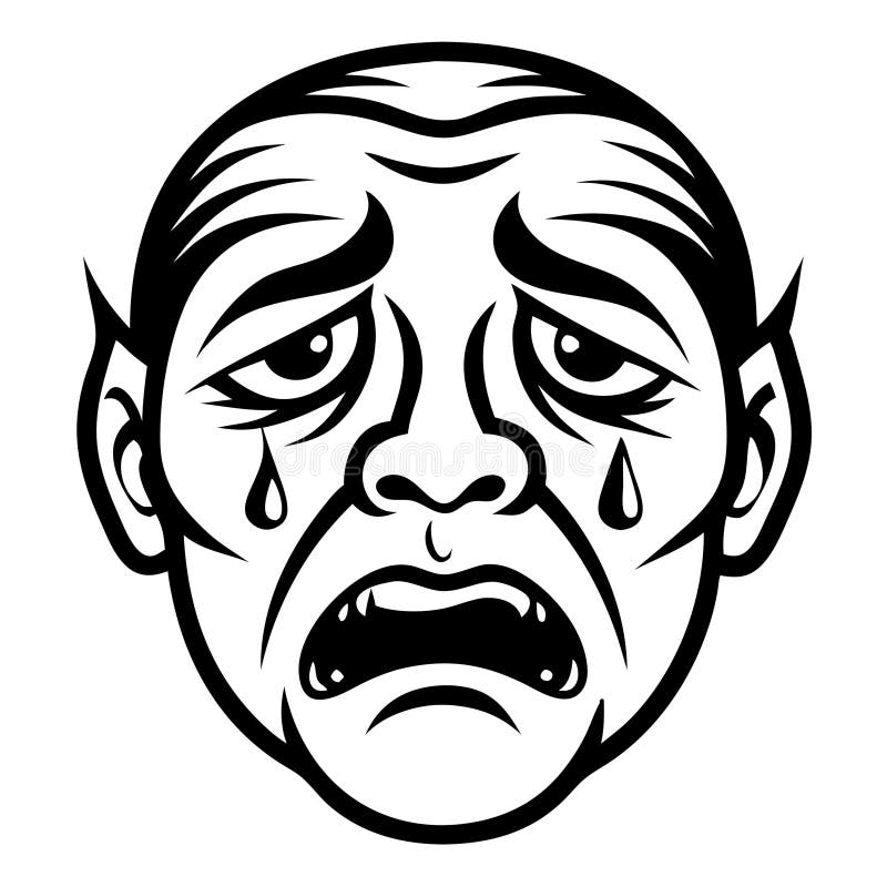 Distressed Face with Tears Expressing Sadness and Despair for Emotional ...