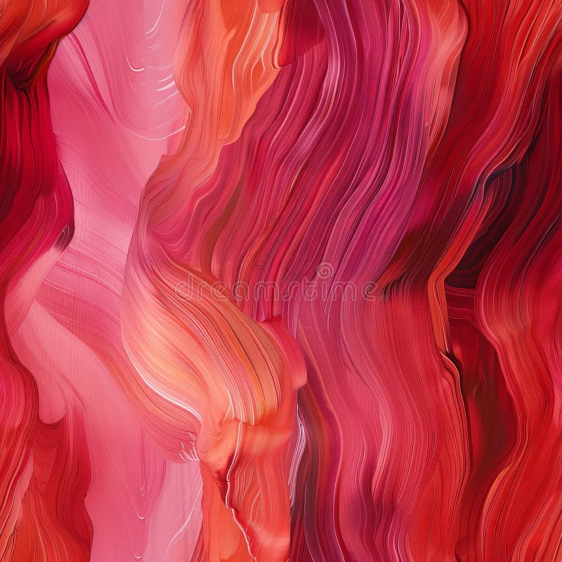 This Artwork Features a Dynamic Blend of Flowing Red and Pink Colors ...