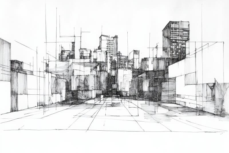 The Artwork Features a Dynamic Cityscape with Bold Geometric Shapes and ...