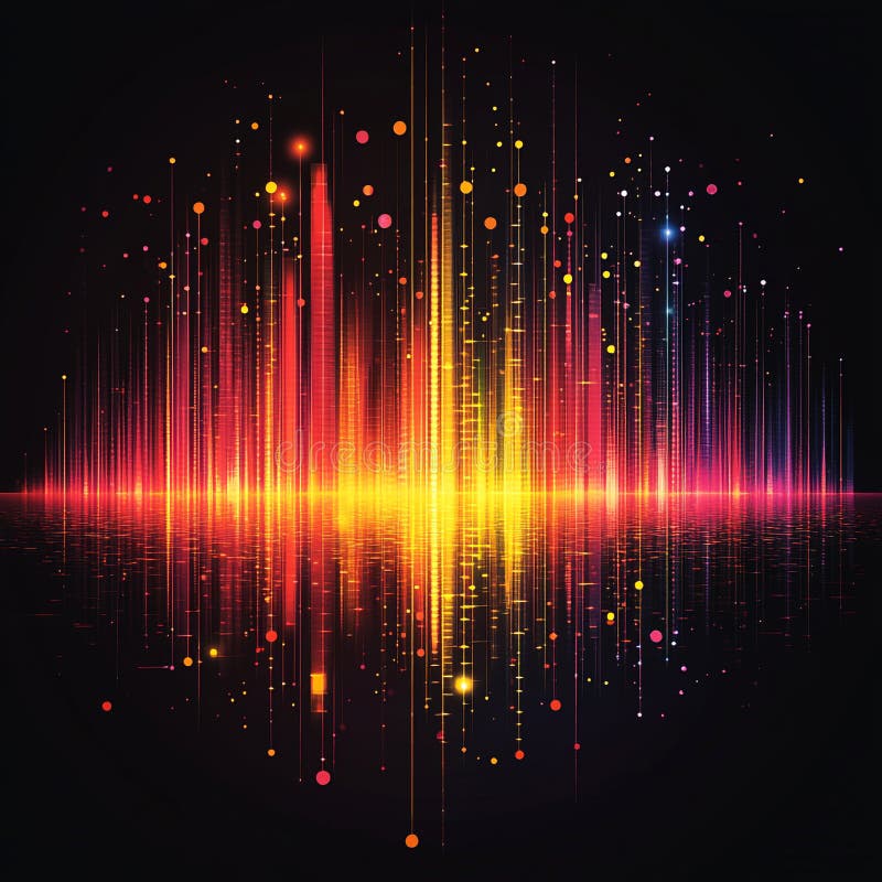 Vibrant Sound Wave Visualization with Colorful Patterns and Reflections ...