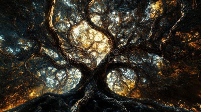 The Artwork Features a Dynamic Tree of Life, with Detailed Intertwining ...