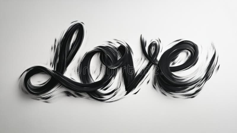 Elegant Black Cursive Text Spelling Love with a Flowing Underline on a ...