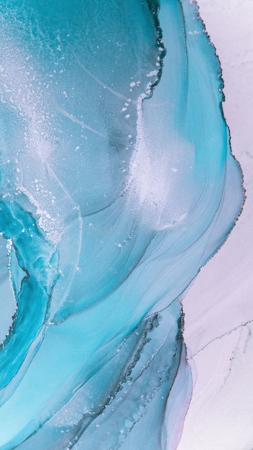 Aqua Blue Abstract Design with Swirling Patterns on a Marbled ...