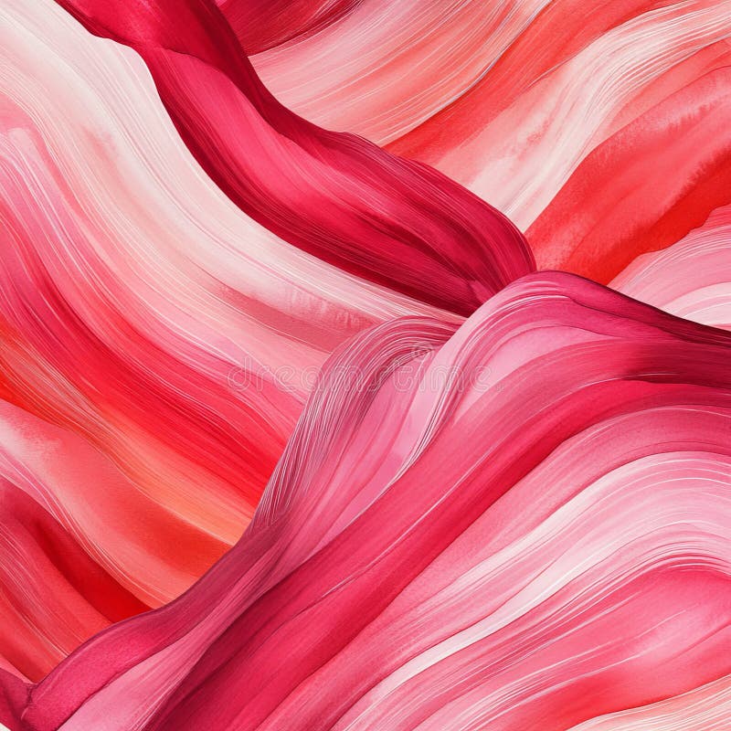 The Artwork Features Flowing Wave Patterns in Shades of Red and Pink on ...