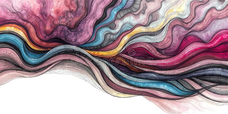 Colorful Abstract Art Depicting Flowing Waves and Dynamic Patterns in ...