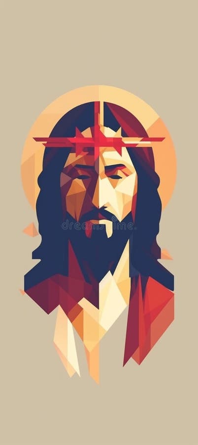 A Stylized Representation of Jesus Christ with Geometric Shapes and ...