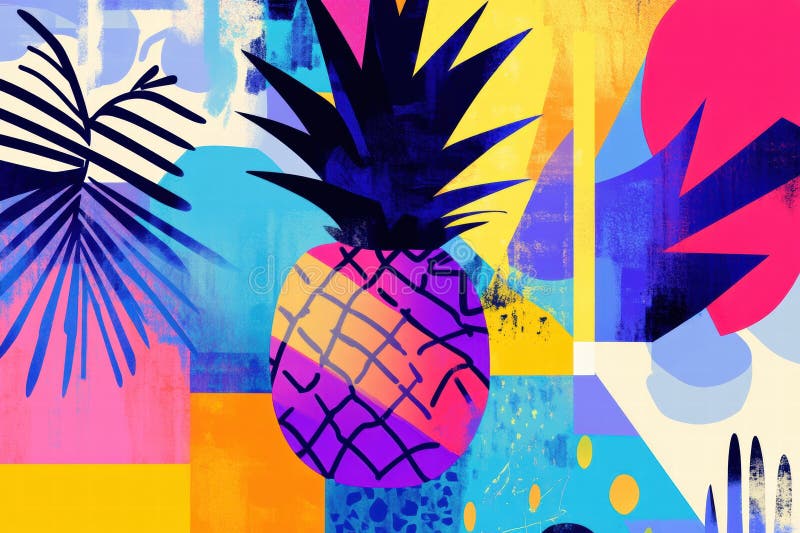 Vibrant Abstract Geometric Pineapple Design Reflecting Tropical Themes ...
