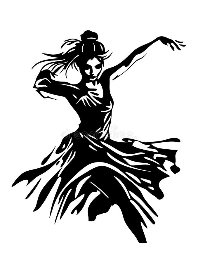 Graceful Dancer Silhouette Art Vector Illustration for Tattoo Design ...