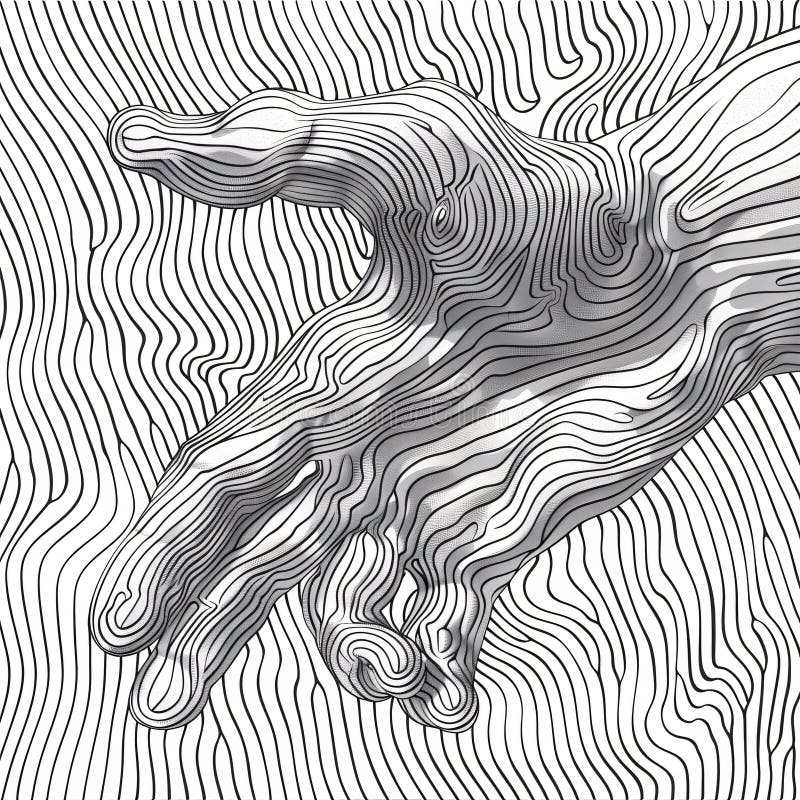 A Stylized Hand Reaching Out Surrounded by Intricate, Flowing Lines in ...